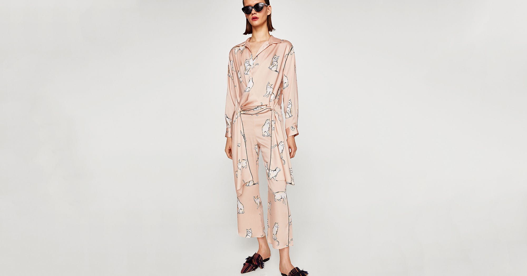 Zara Cat Lady Matching Two Piece Outfit Crazy Print