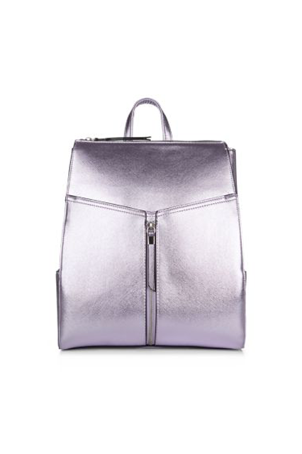 New Look + Lilac Metallic Zip Front Backpack