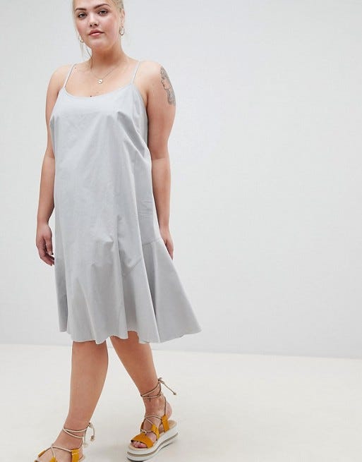 ASOS DESIGN + Curve Trapeze Swing Lace Up Back Midi Sundress