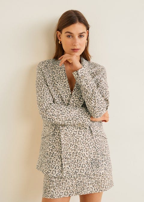 Mango + Leopard Linen Miniskirt