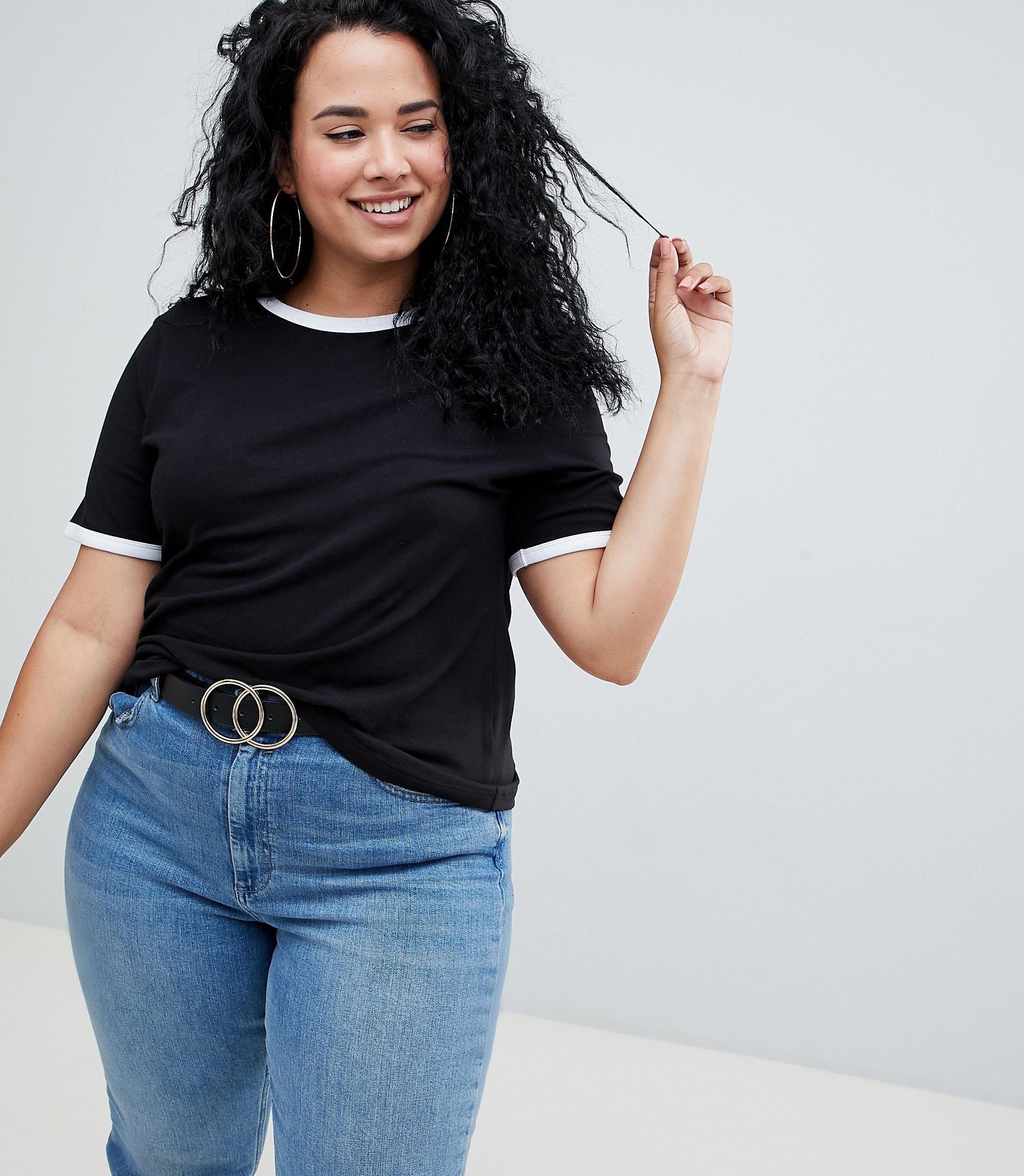 ASOS CURVE + T-shirt with Contrast Trim