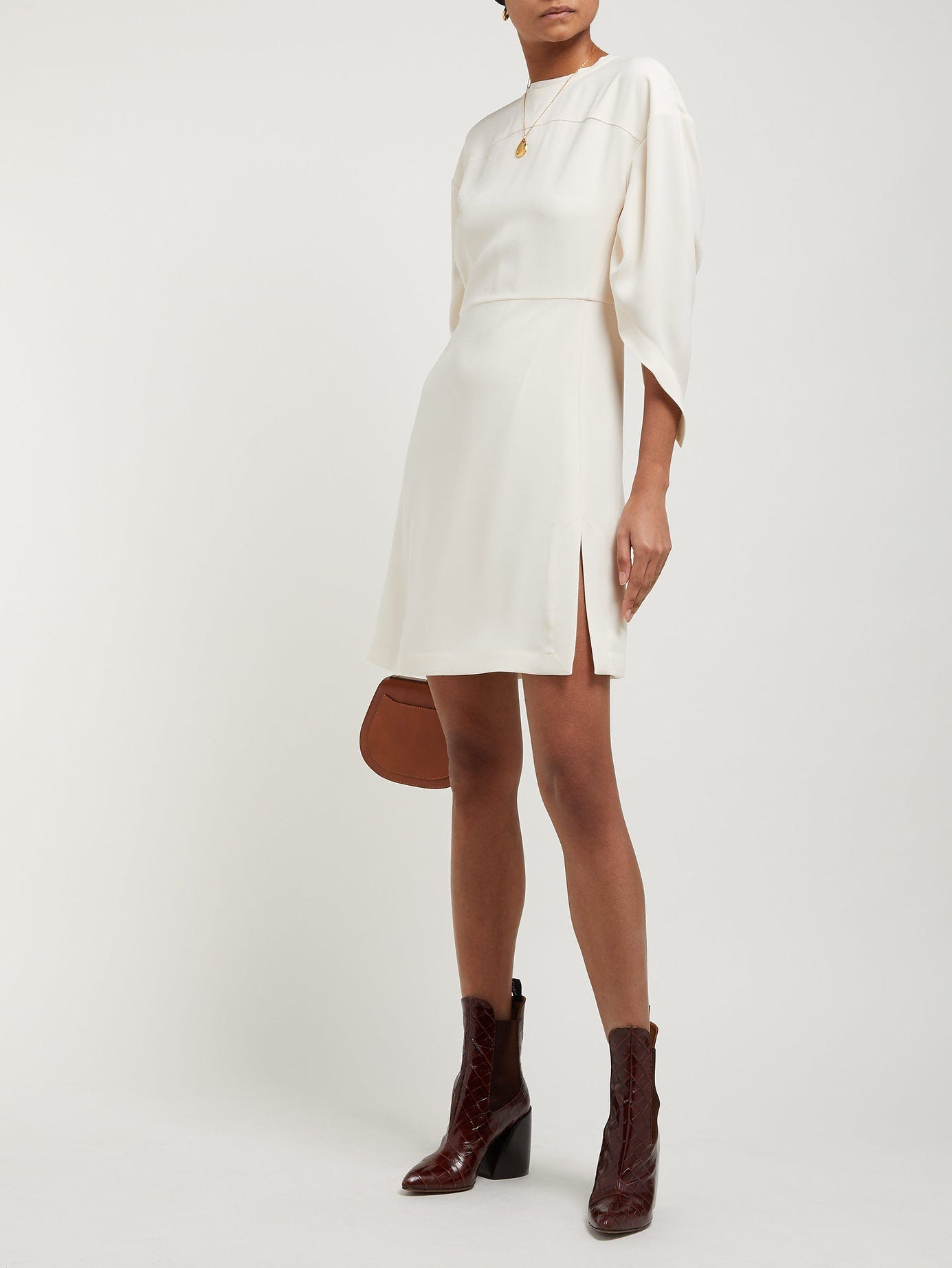 Chloé + Draped-Sleeve Crepe Mini Dress