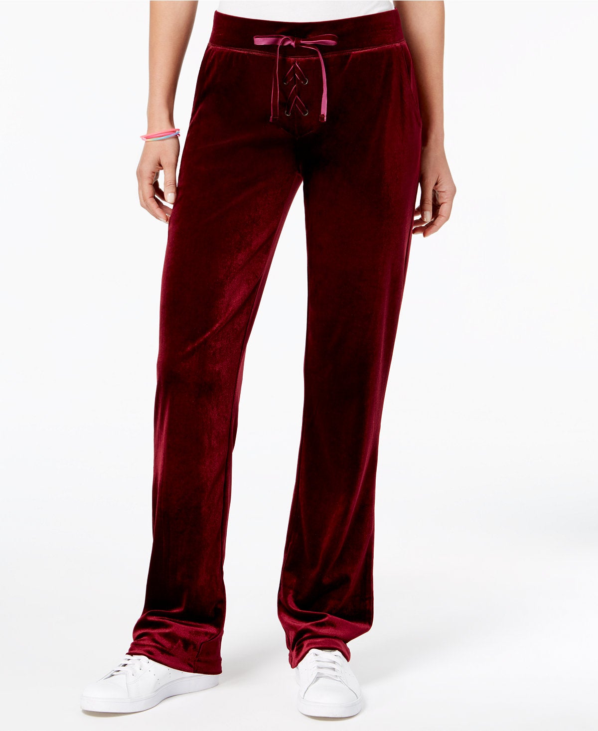 Material Girl Lace Up Velour Lounge Pants
