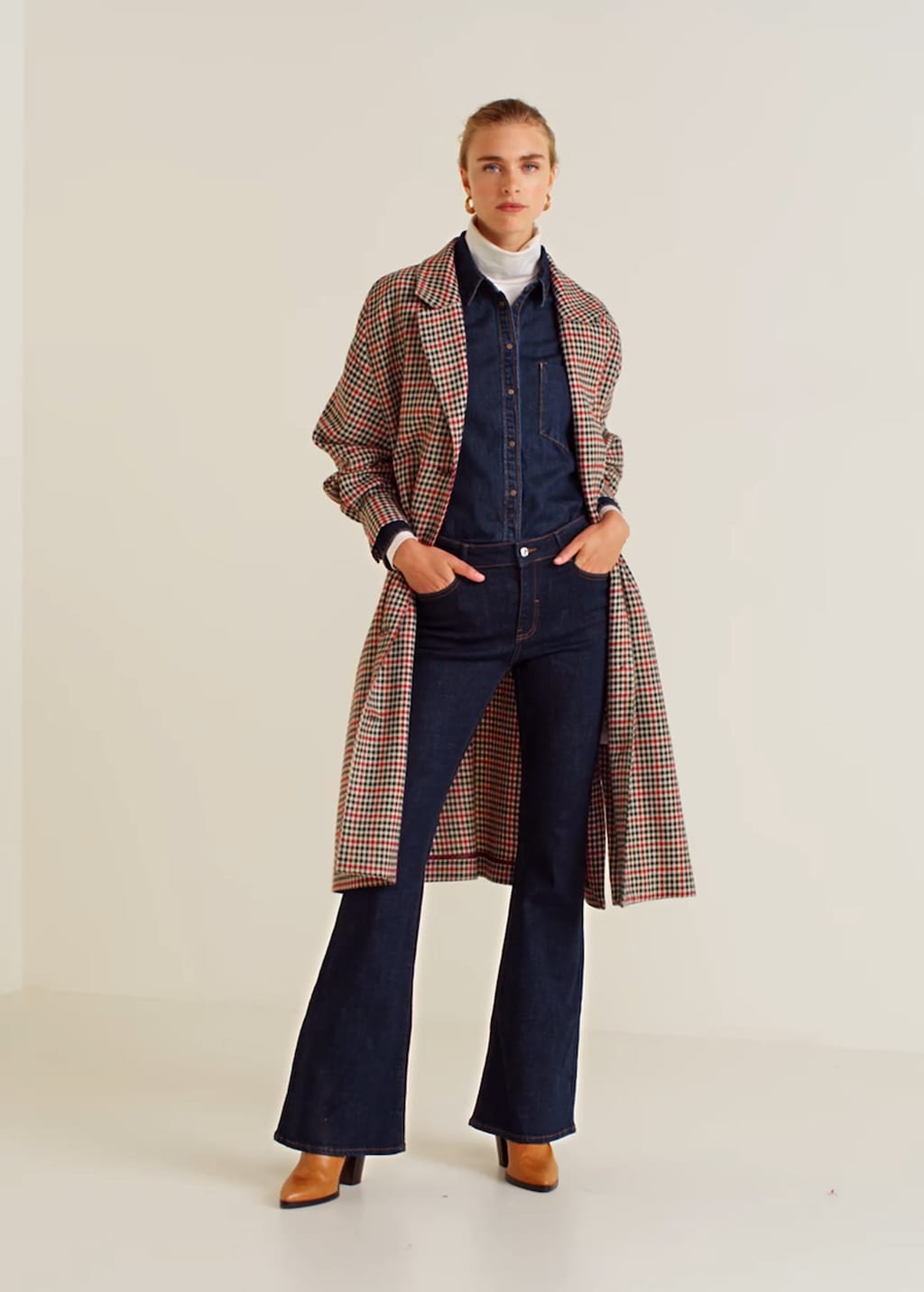 Mango + Check Unstructured Coat