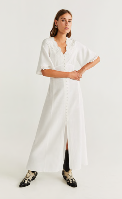 Mango + Embroidered Detail Dress