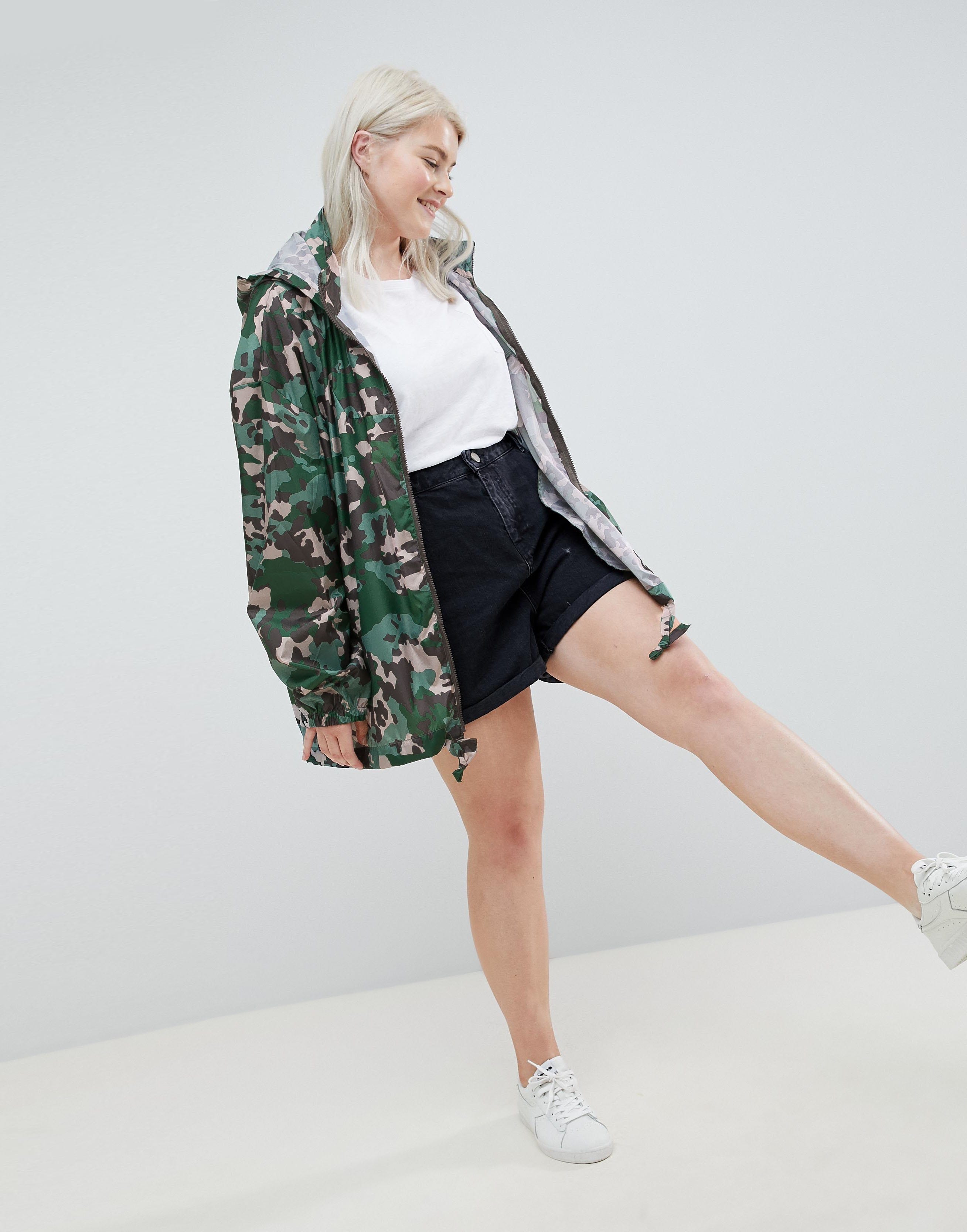 ASOS CURVE + Rain Jacket With Fanny Pack