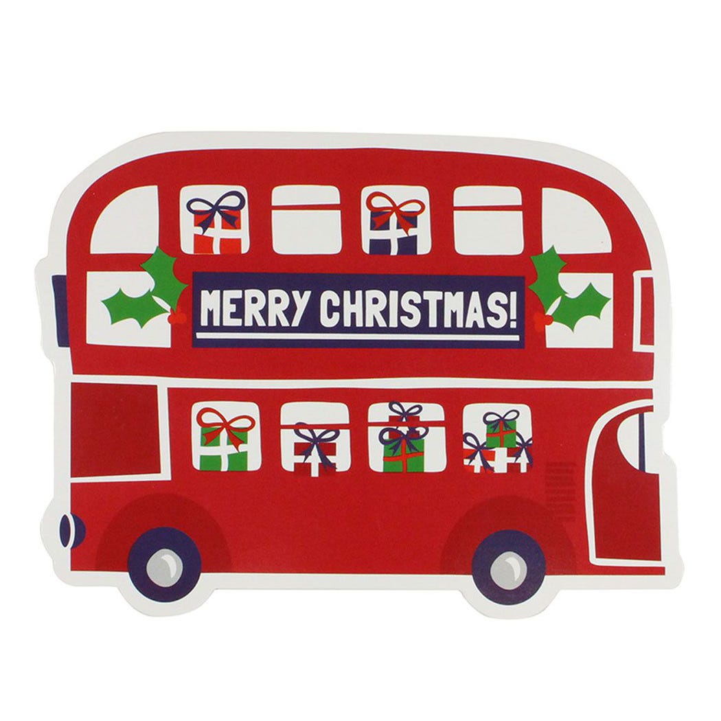 Paperchase + London bus Christmas postcard