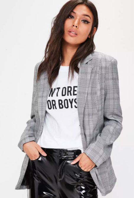 Missguided + Grey Checked Blazer