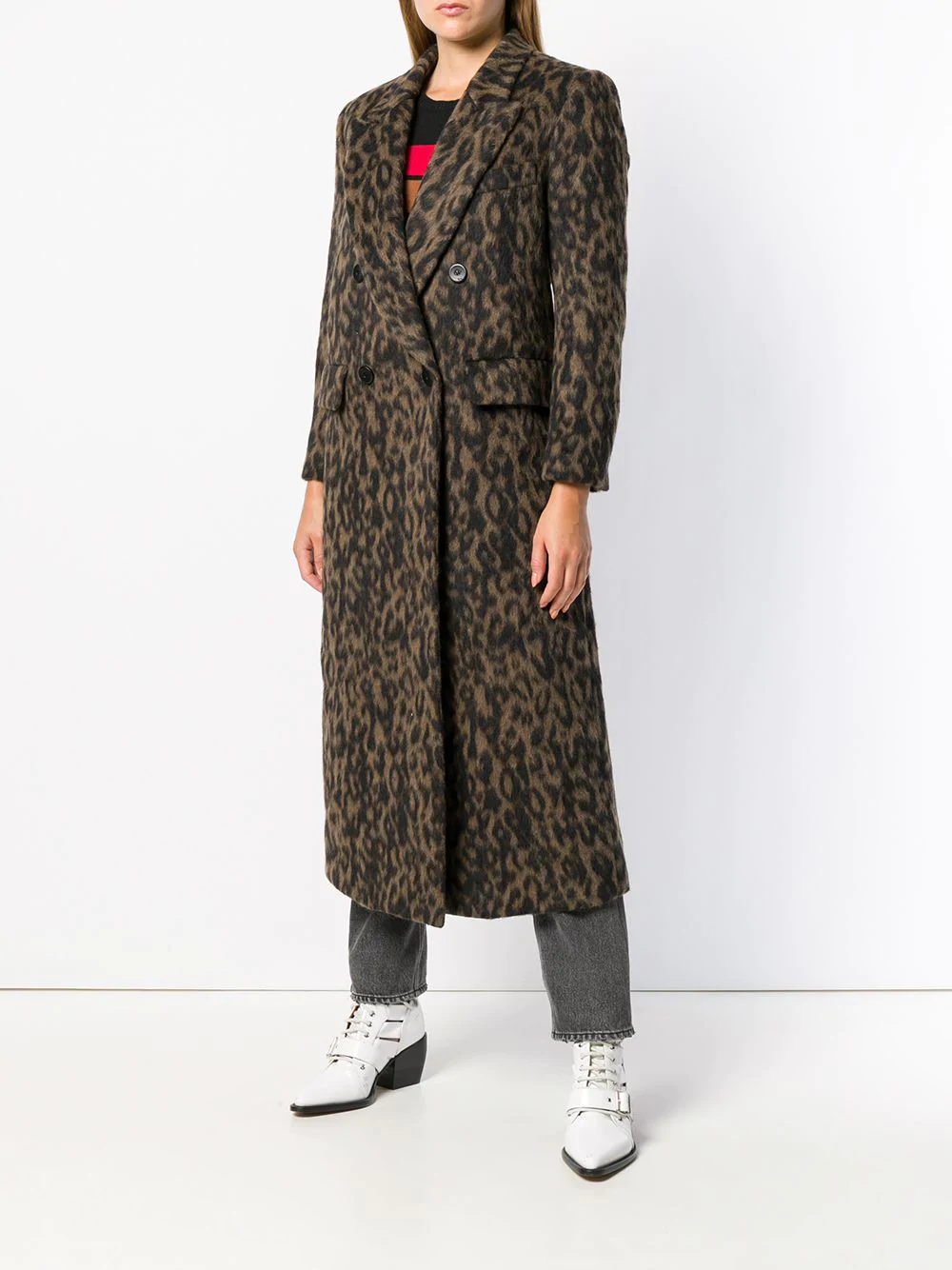 8 PM + Leopard Print Double Breasted Coat