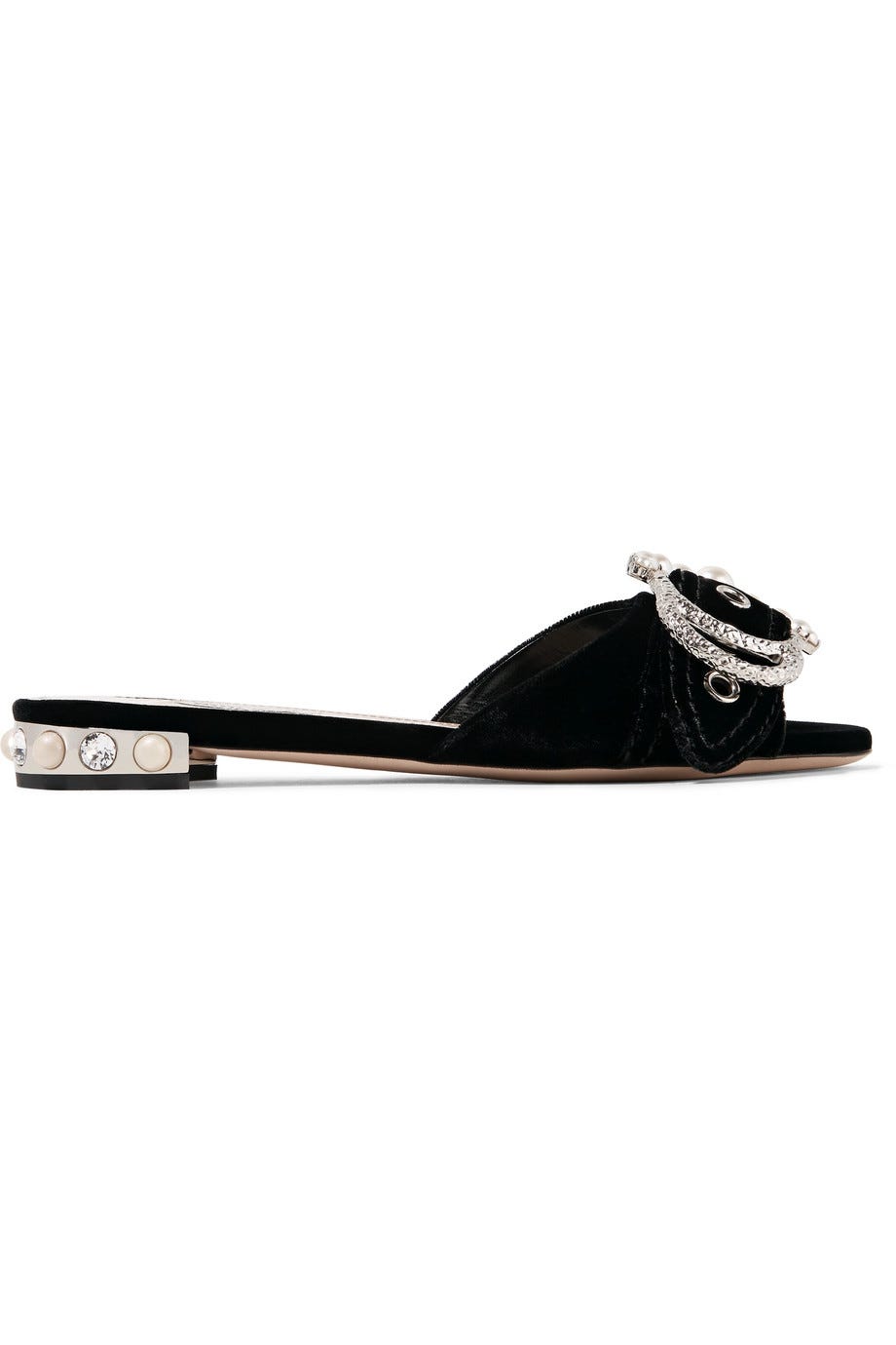 Miu Miu + Embellished Velvet Slides