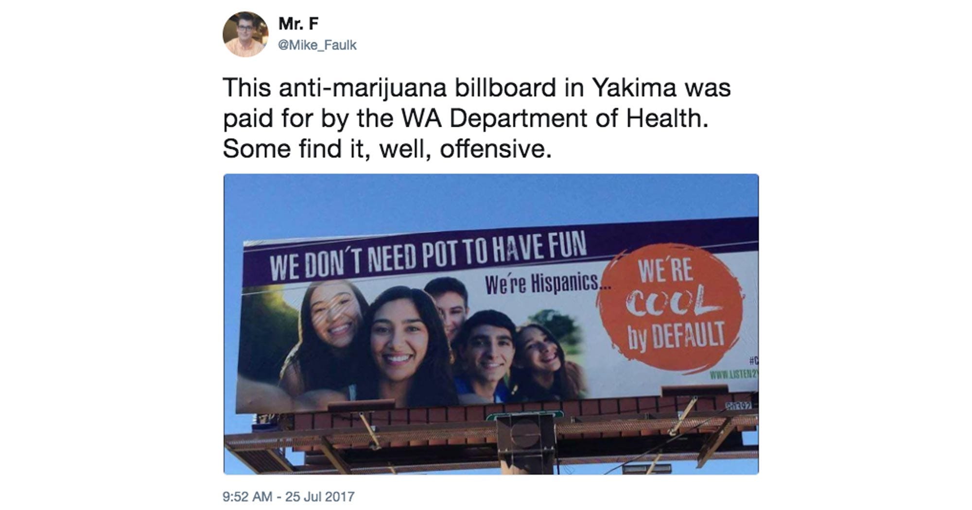 Anti-Marijuana Billboard Taken Down Backlash Racism