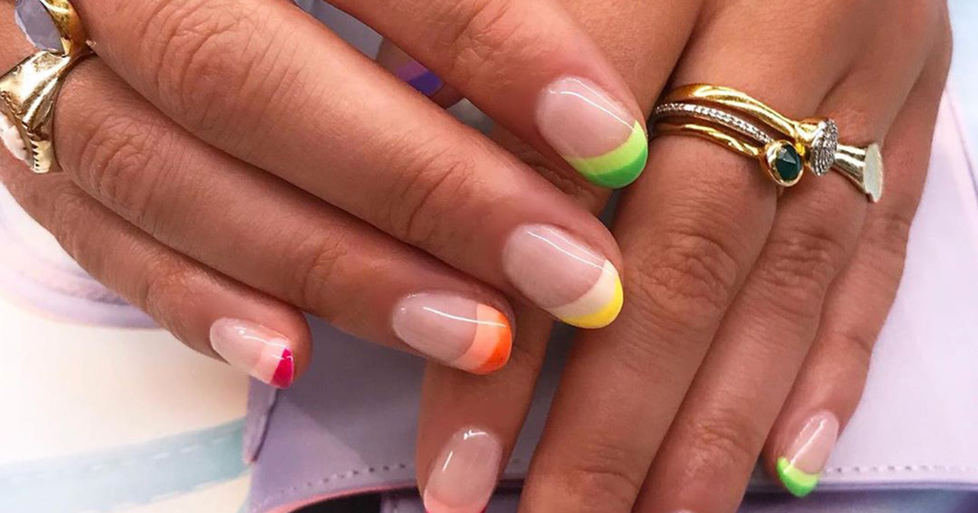 Rainbow French Tip Nails Are New Fall Manicure Trend