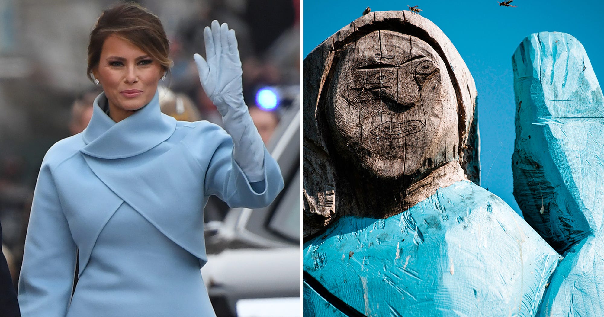 Melania Trump Wooden Statue Solvenia, Reactions