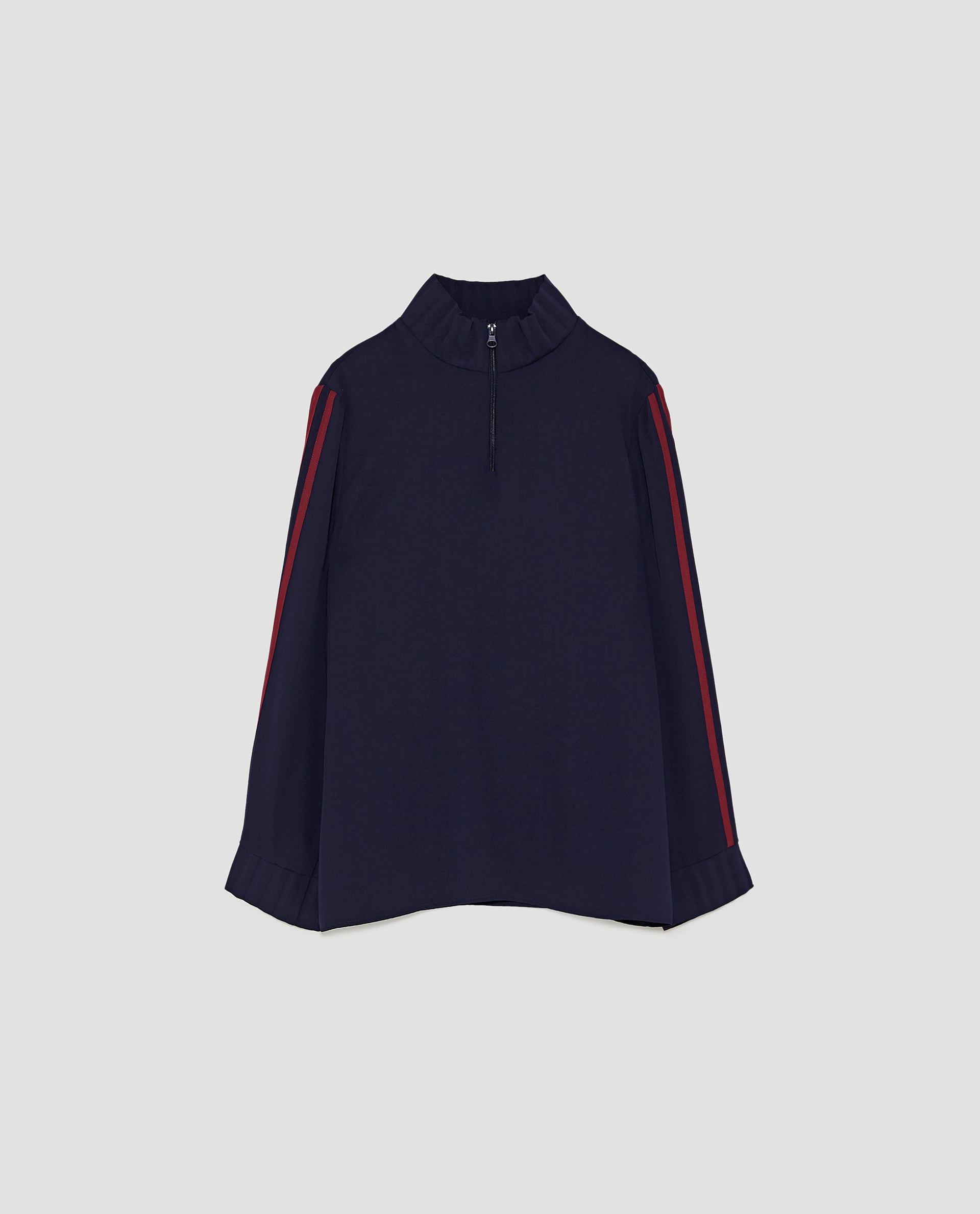 Zara + Top with Zip and Side Stripes