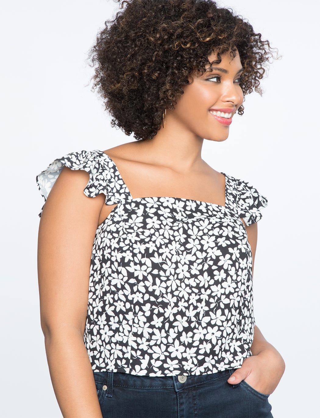 Eloquii + Flutter Sleeve Crop Top