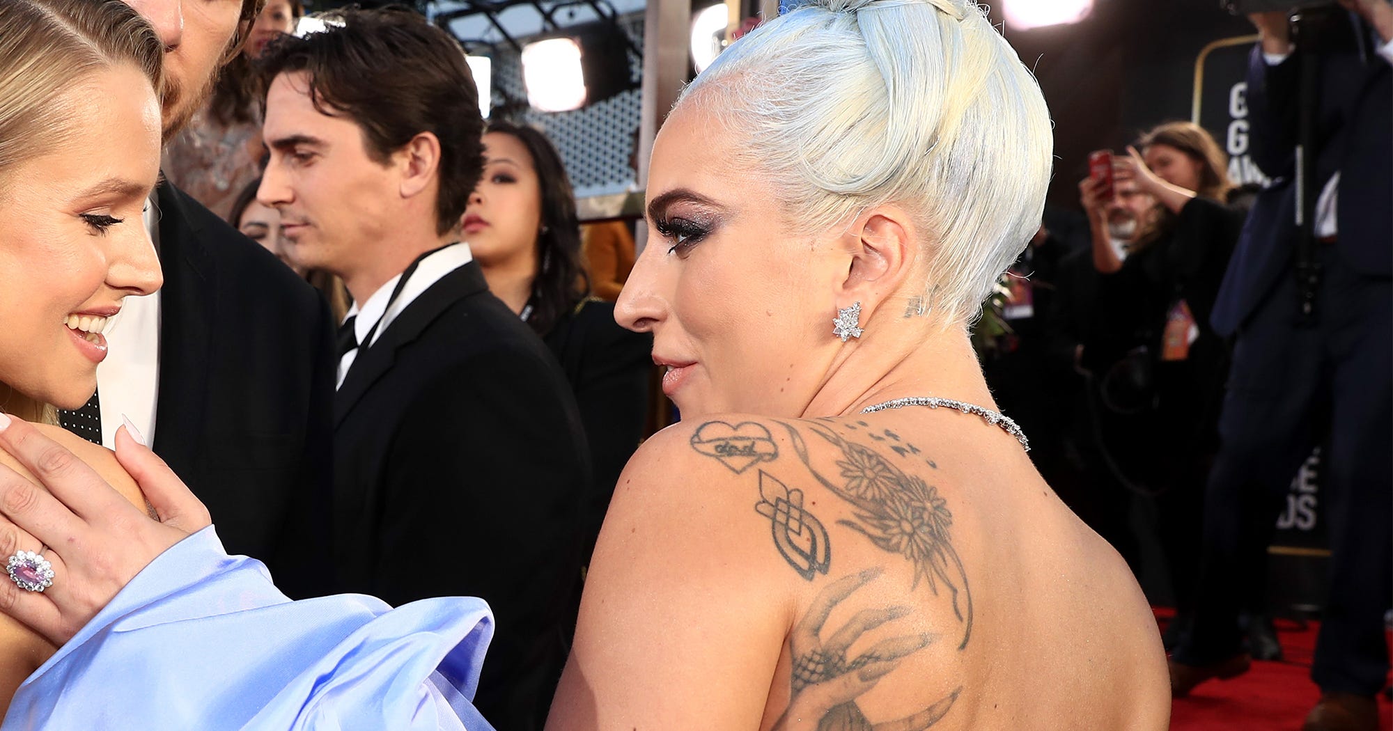 Lady Gaga Back Tattoos On Full Display At Golden Globes