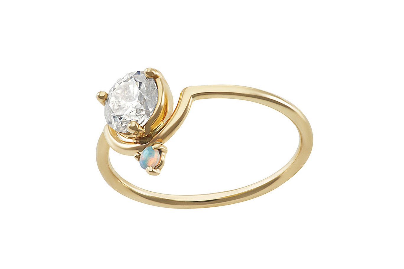 WWAKE + Large Nestled Diamond and Opal Ring