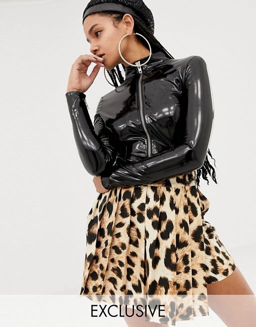 ASOS + ASOS DESIGN x LaQuan Smith zip front bodysuit in vinyl