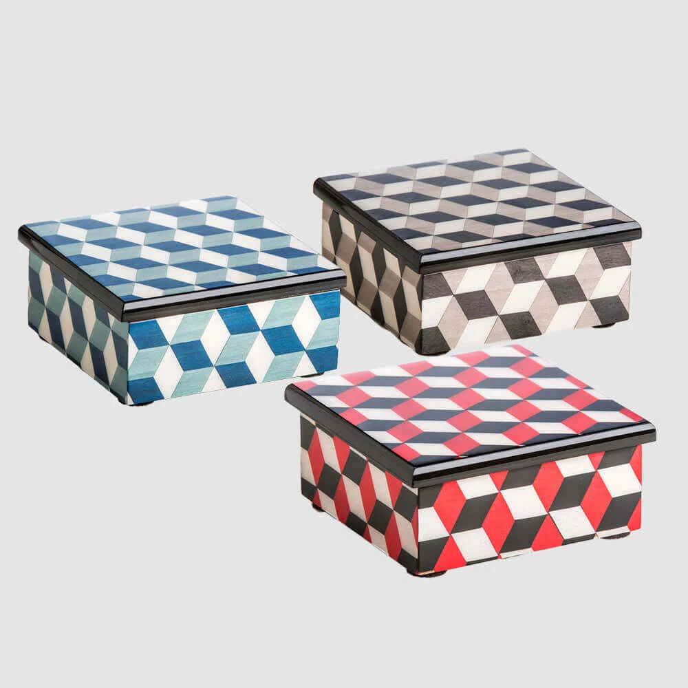Set Inlaid Wood Boxes