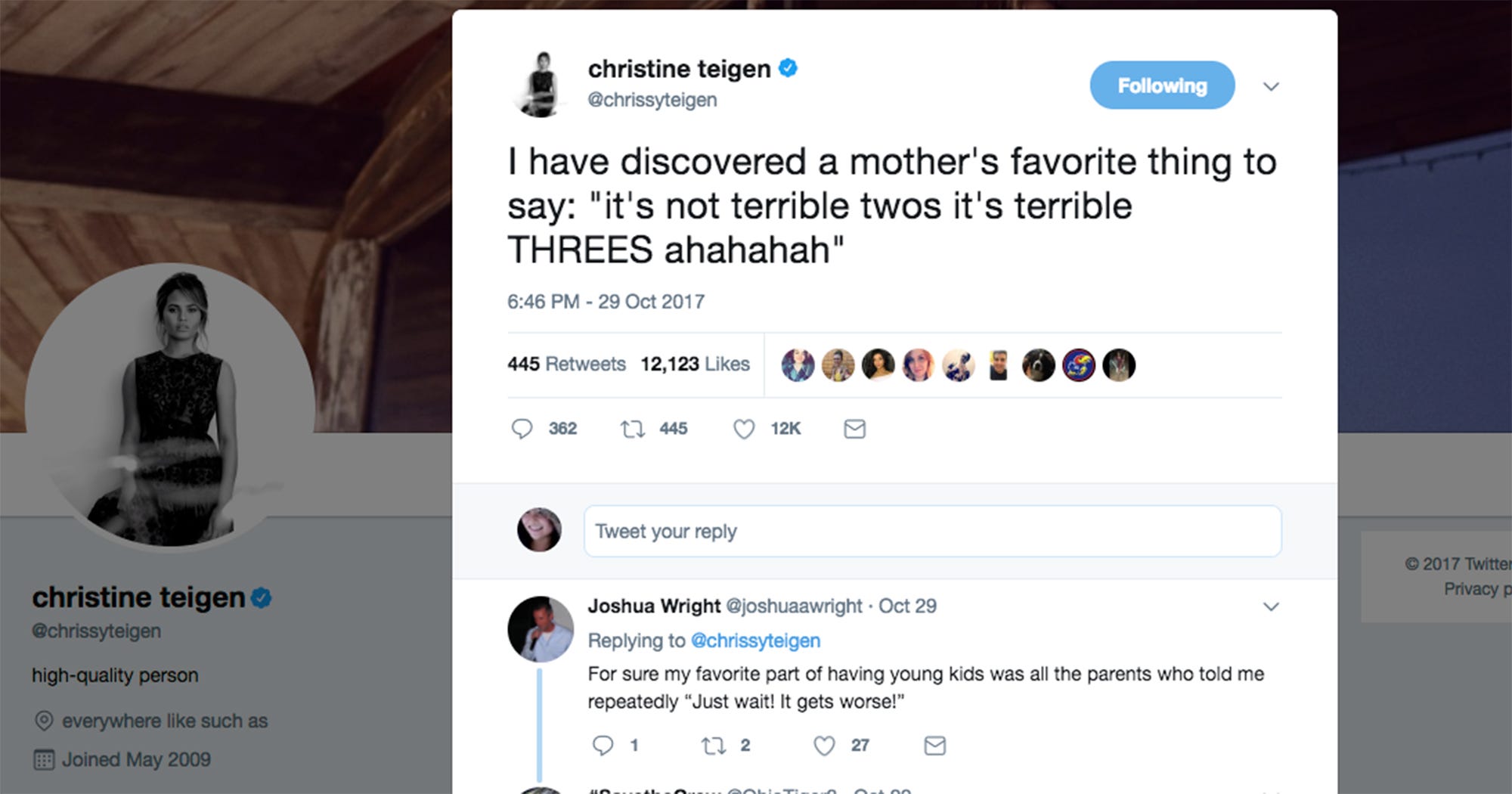 Chrissy Teigen Twitter Parenting Terrible Twos Response