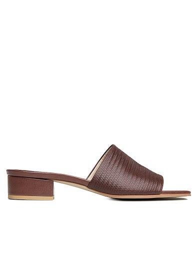Pixie Market + Brown Square Toe Mule