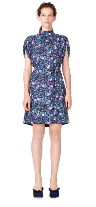 Rebecca Taylor + Ruby Floral Petal Sleeve Silk Dress