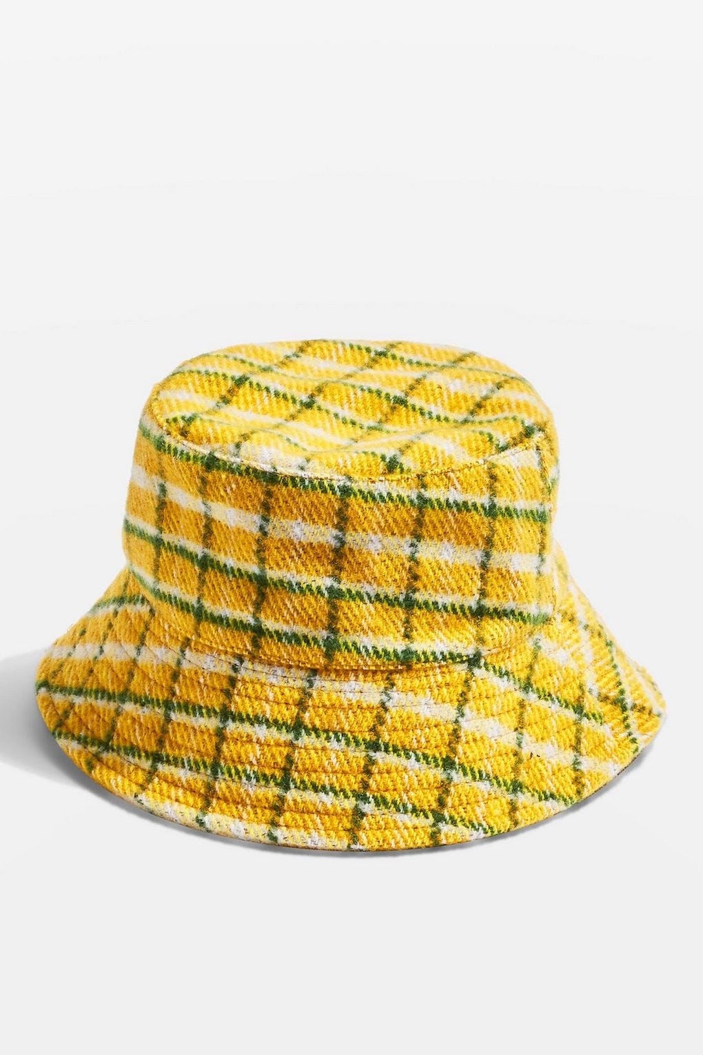 Topshop + Yellow Checked Bucket Hat