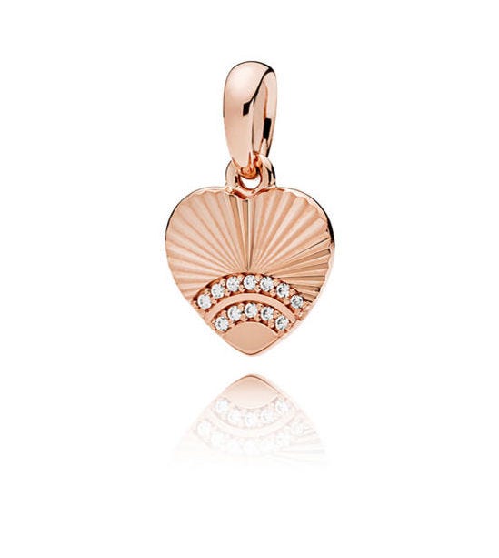 PANDORA + Fan of Love Pendant, Rose & Clear CZ