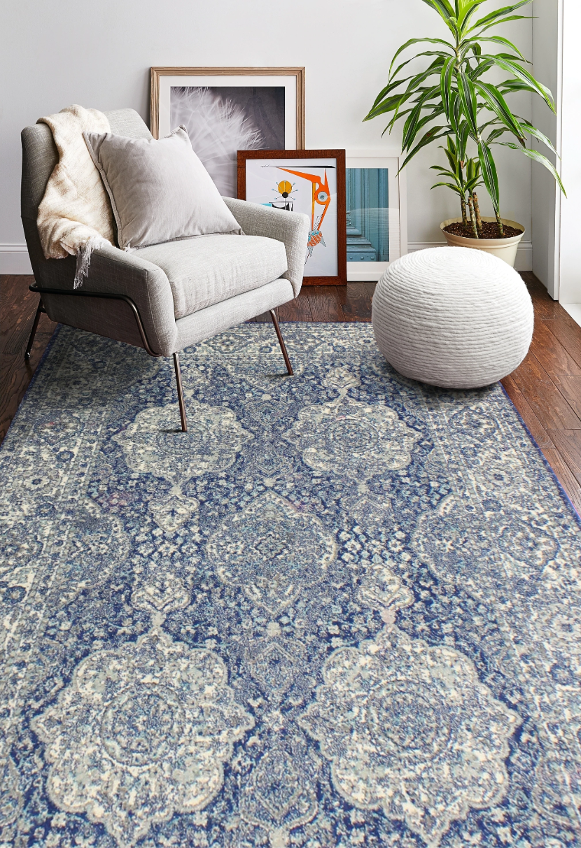 Lark Manor + Amhurst Dark Blue Area Rug