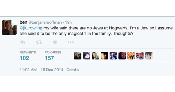 JK Rowling Confirms Jewish Harry Potter Wizard Hogwarts