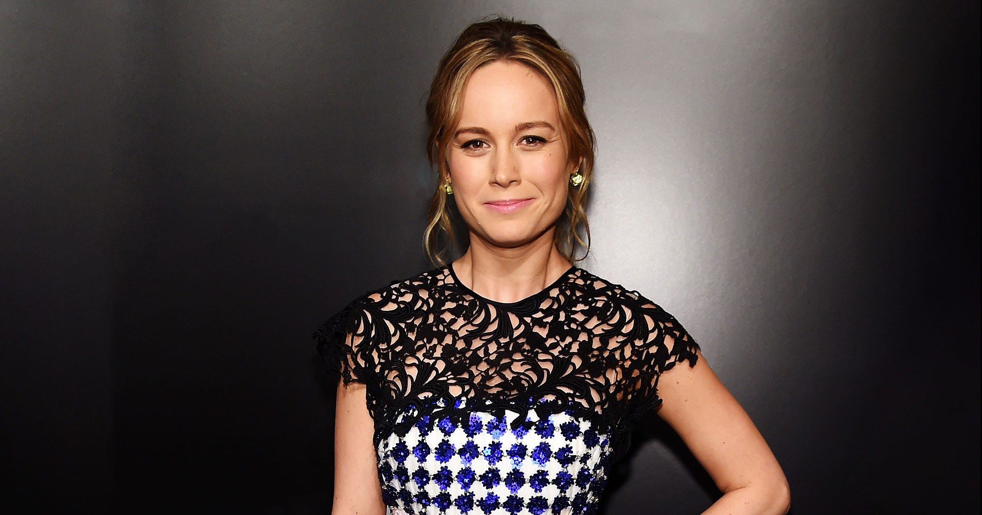 Brie Larson Mixed Print Giambattista Valli Couture Dress
