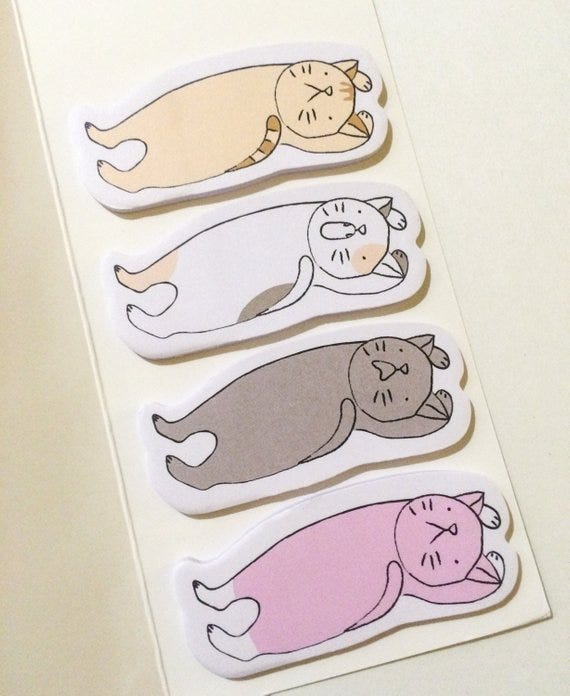 PasoKuma + Die-cut Sticky Notes – Stretching Cats