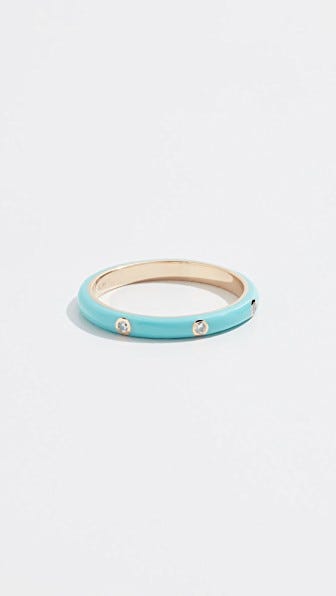EF Collection + 14k Three Diamond Enamel Stack Ring
