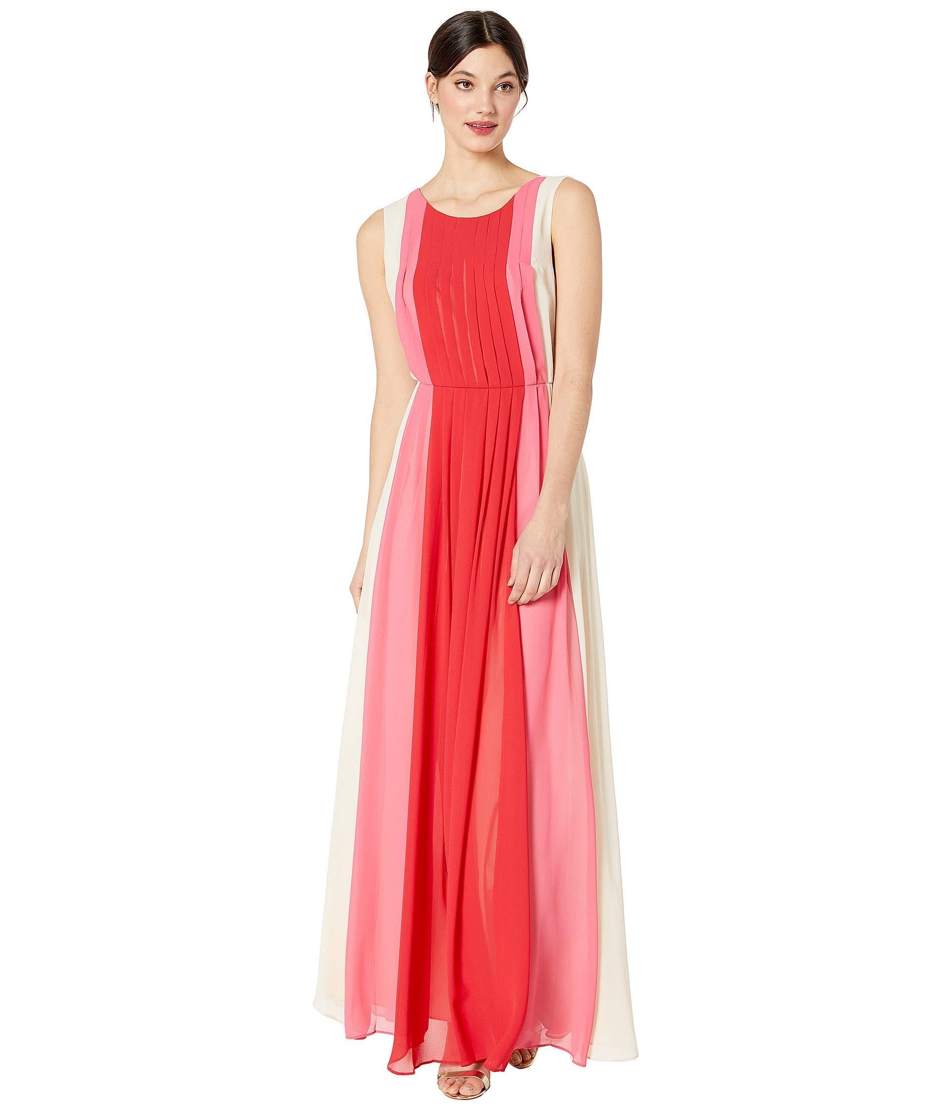 BCBG MAXAZRIA + Long Woven Evening Dress