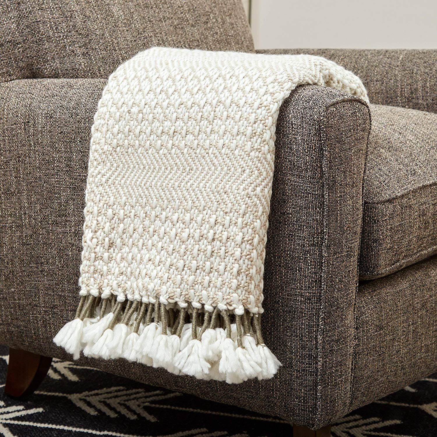Rivet + Modern Hand-Woven Fringe Throw Blanket