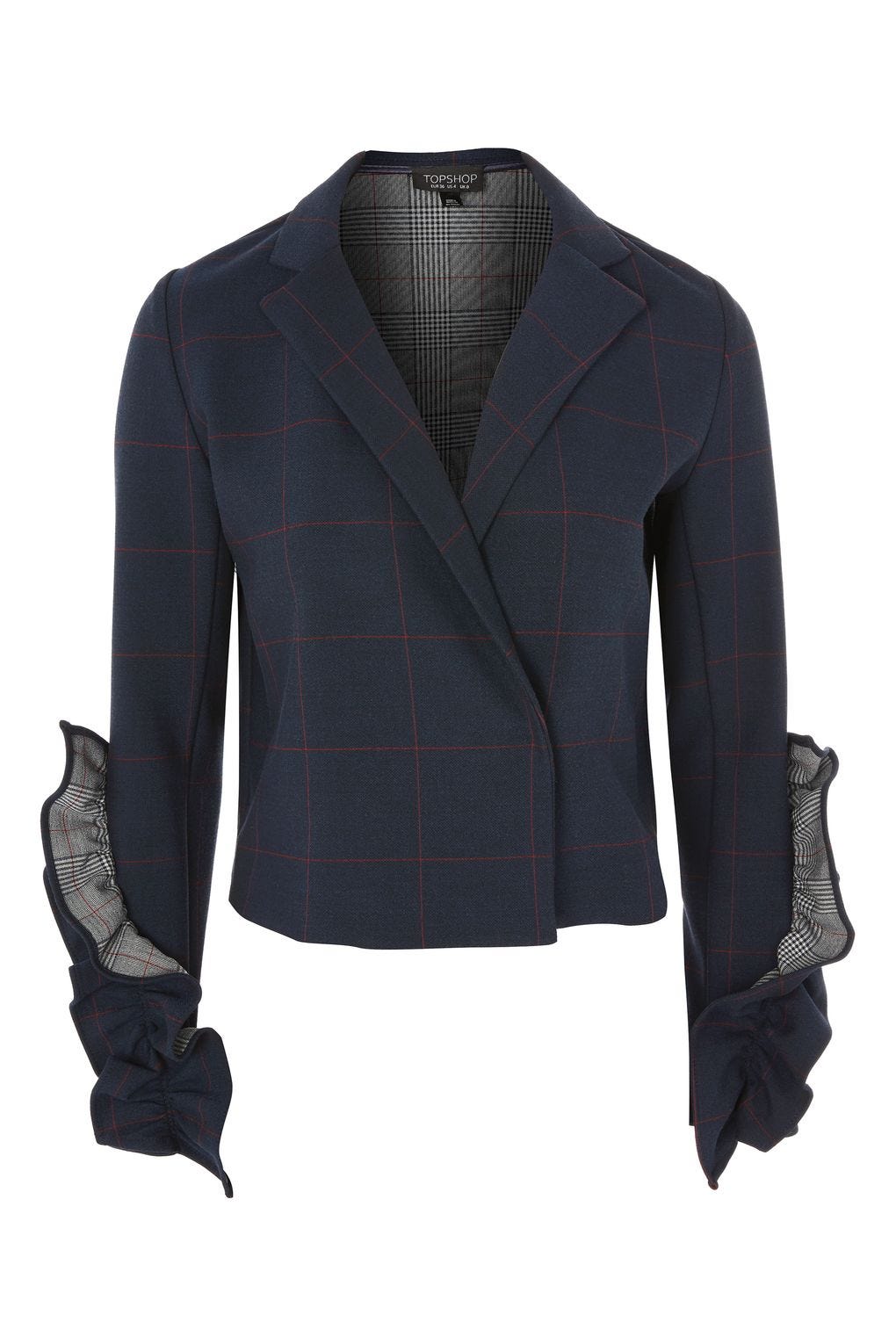 Topshop + Cropped Checked Jacket