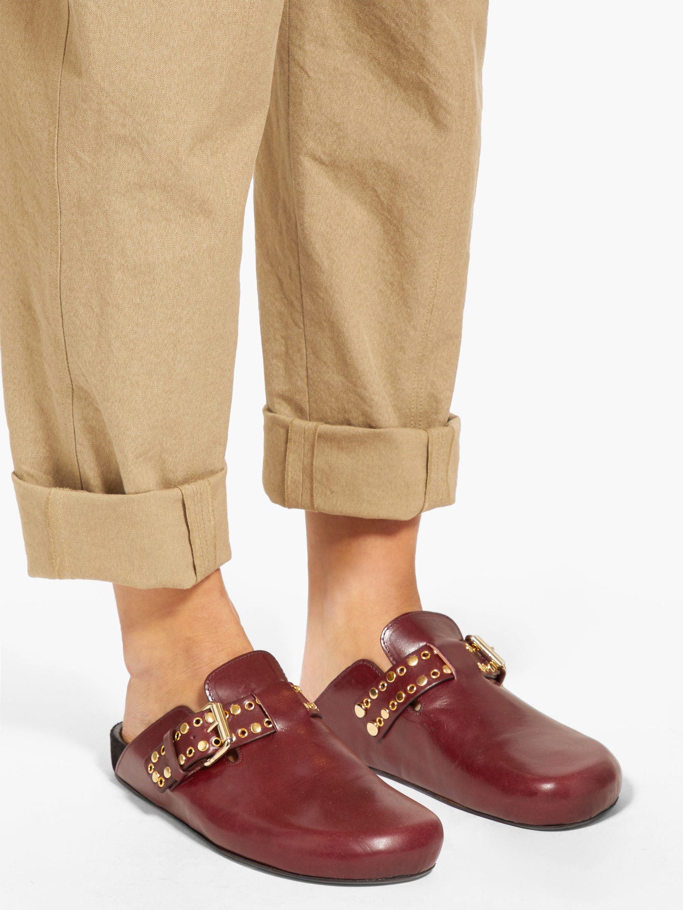 Isabel Marant + Studded Backless Leather Clogs