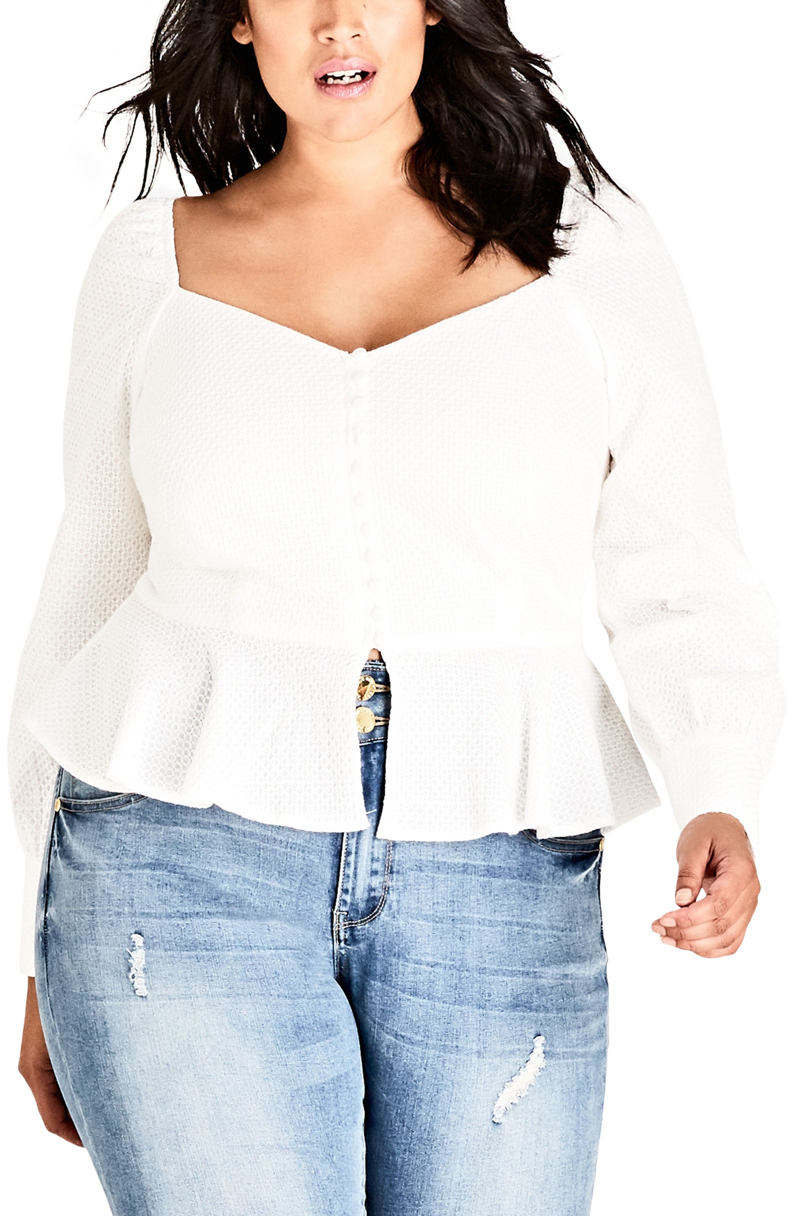 City Chic + Classic Button Top