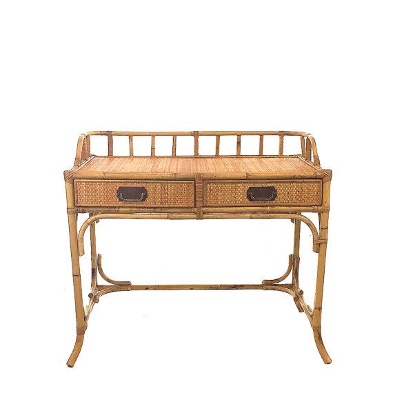Etsy + Vintage Rattan Writing Desk