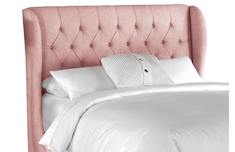 One Kings Lane + Reed Wingback Headboard, Pink (Full)