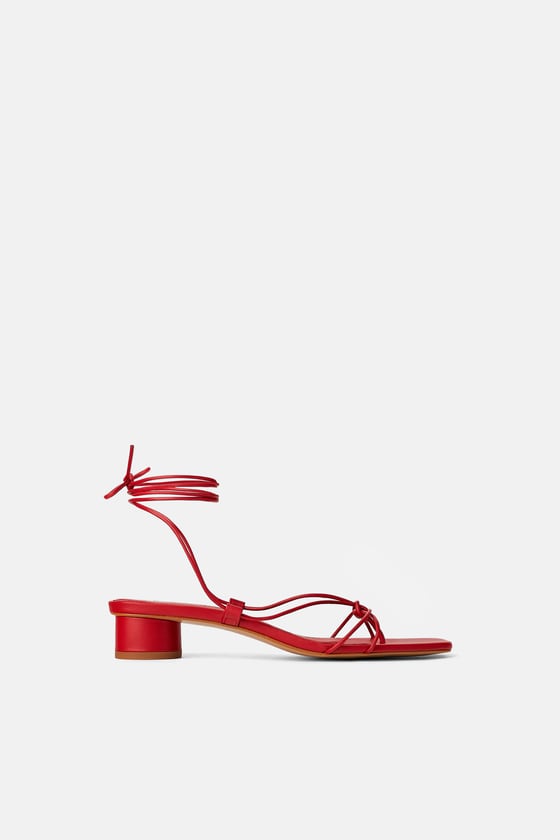 Zara + Strappy Leather Heeled Sandals