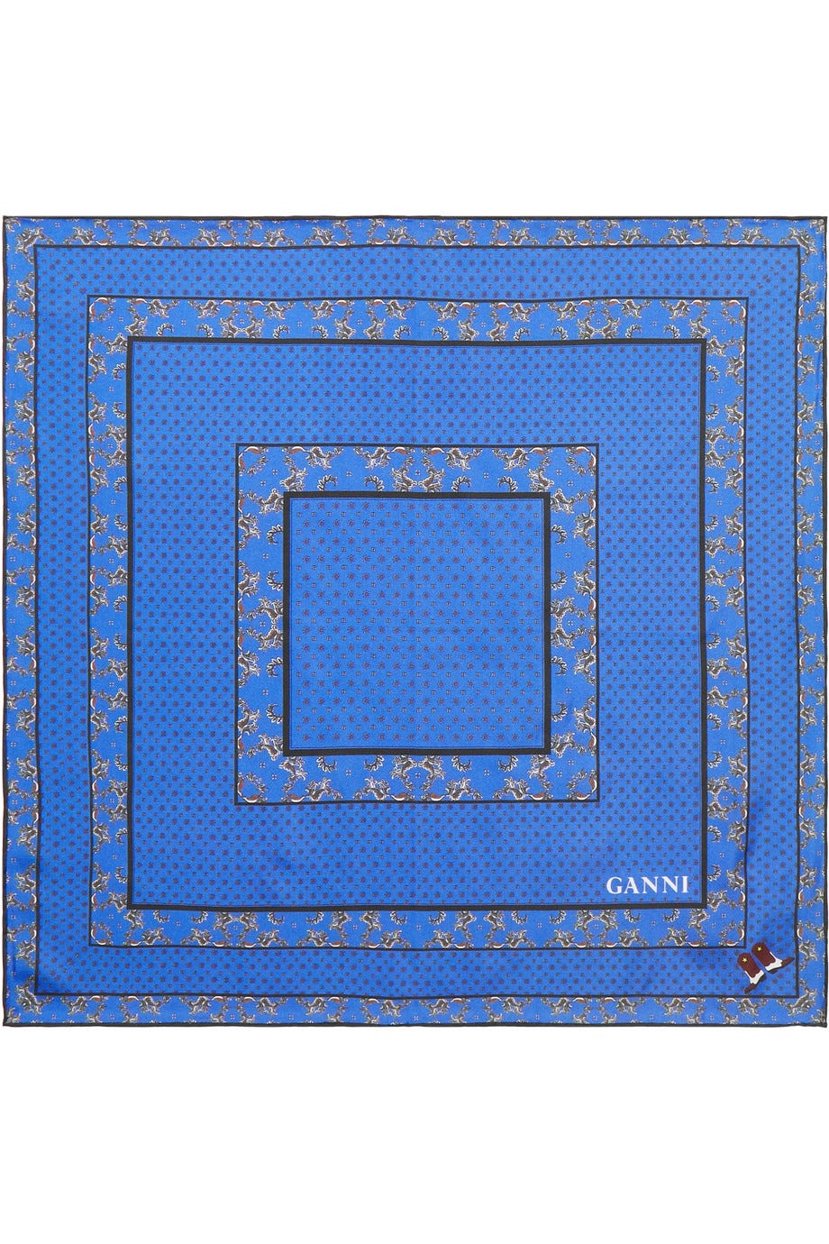 Ganni + Printed Silk-Satin Scarf