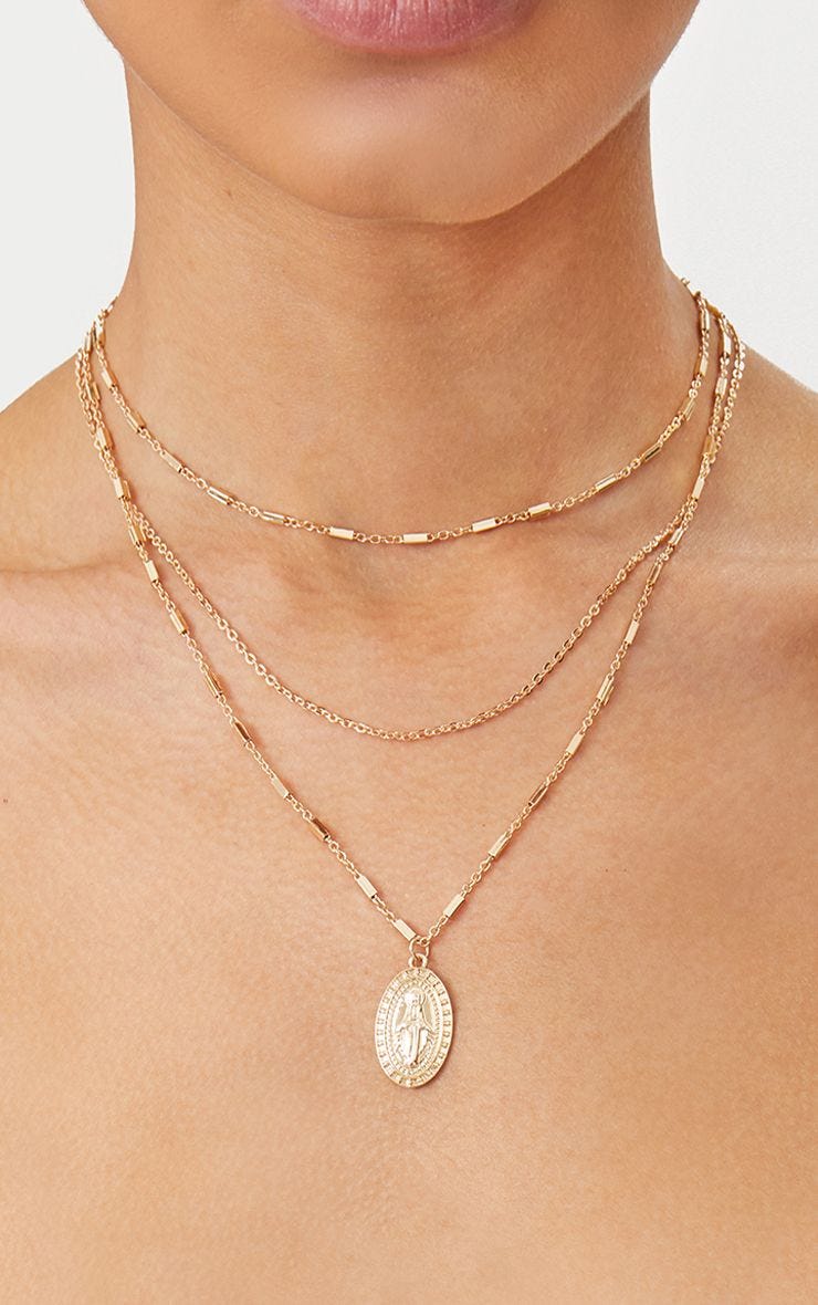 Pretty Little Thing + Triple Layer Delicate Chain Pendant Necklace