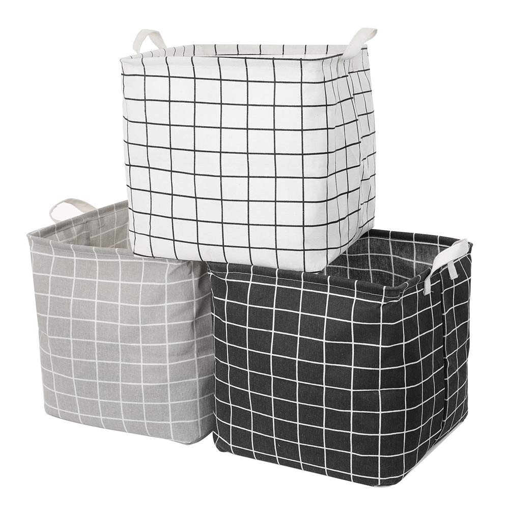 Chener + 3 Pack Storage Cube Basket Bins, 12.6 x 12.6 x 12.6 inch