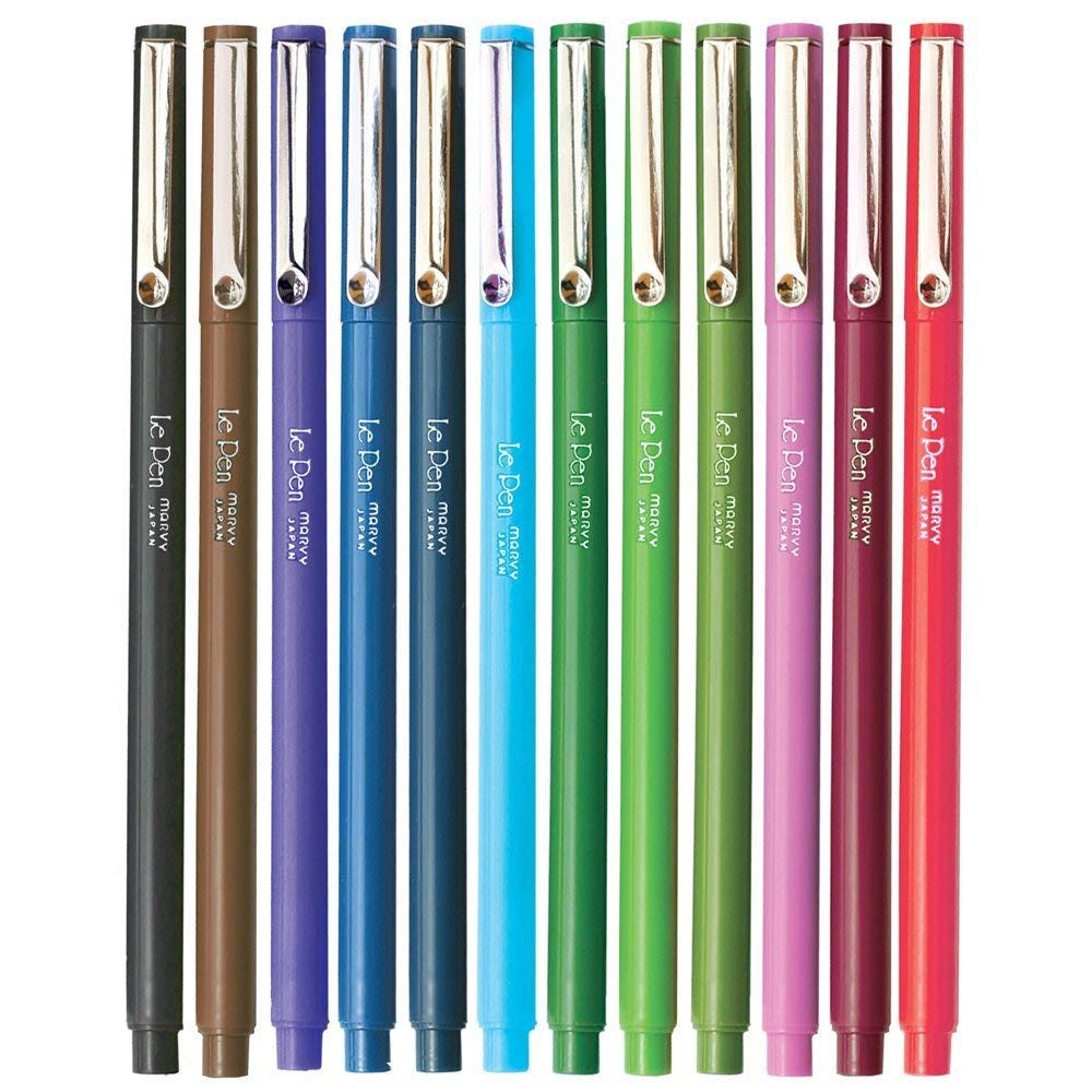 Marvy + Le Pen, 12 Color Set, Dozen (Micro Fine Point)