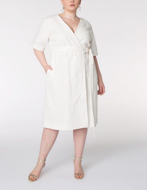 Elvi + Wrap-Over Cotton Dress