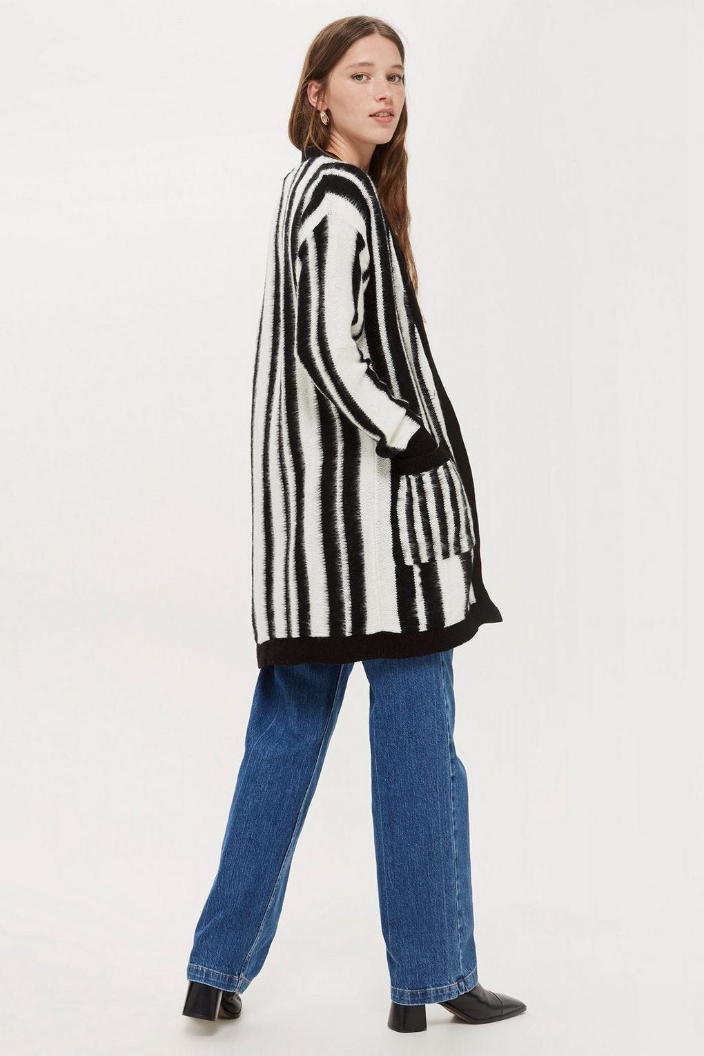 Topshop + Monochrome Striped Cardigan